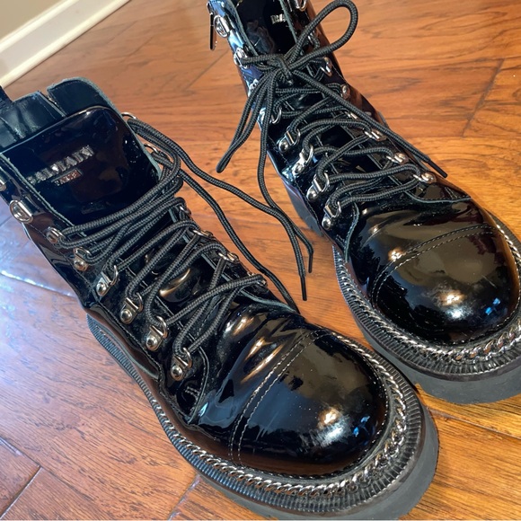 Balmain | Shoes | Balmain Glossy Black Mens Boots | Poshmark